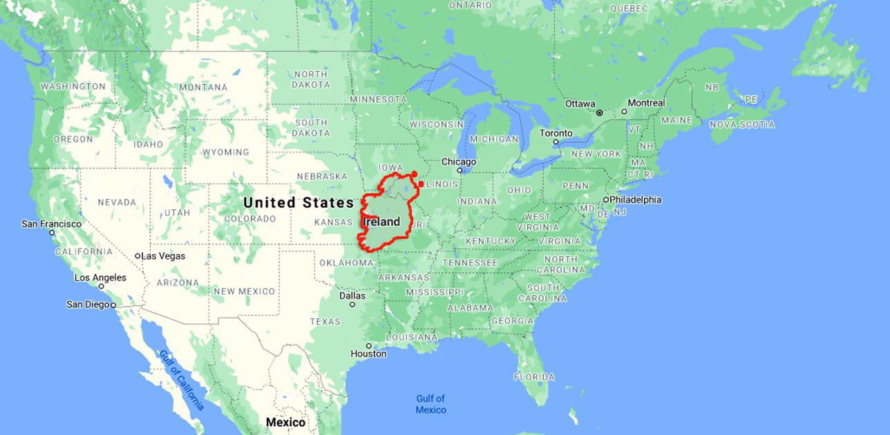 Ireland vs the United States size: Land area and Population comparison ...